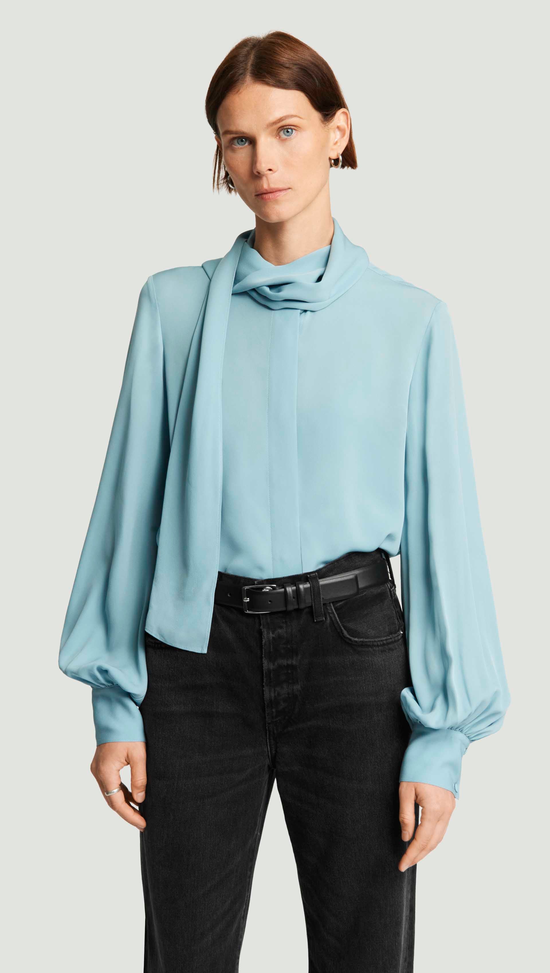 blue bow blouse