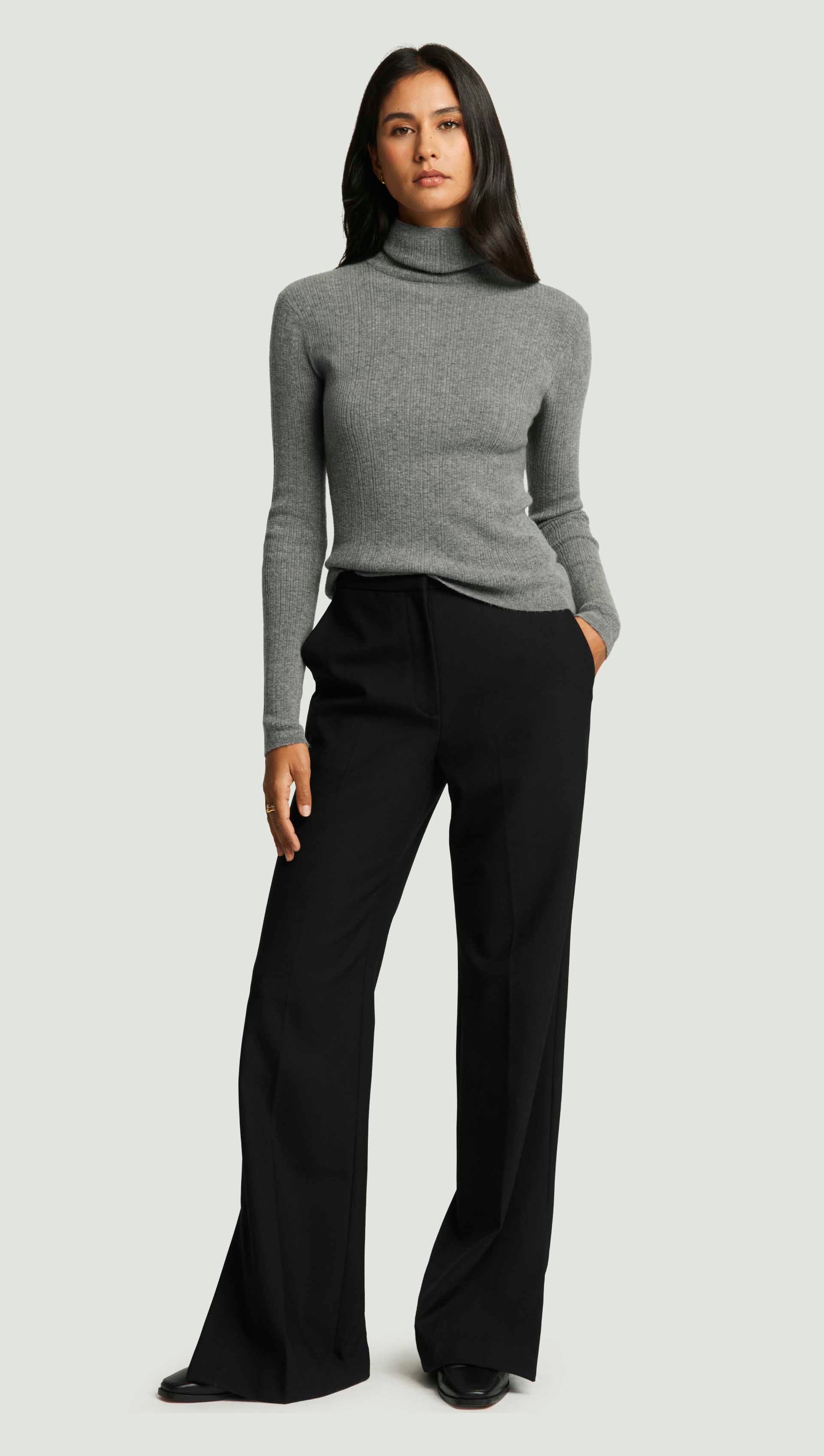 Rolled Neck Sweater in Nylon Wool | Women's Sweaters | Argent