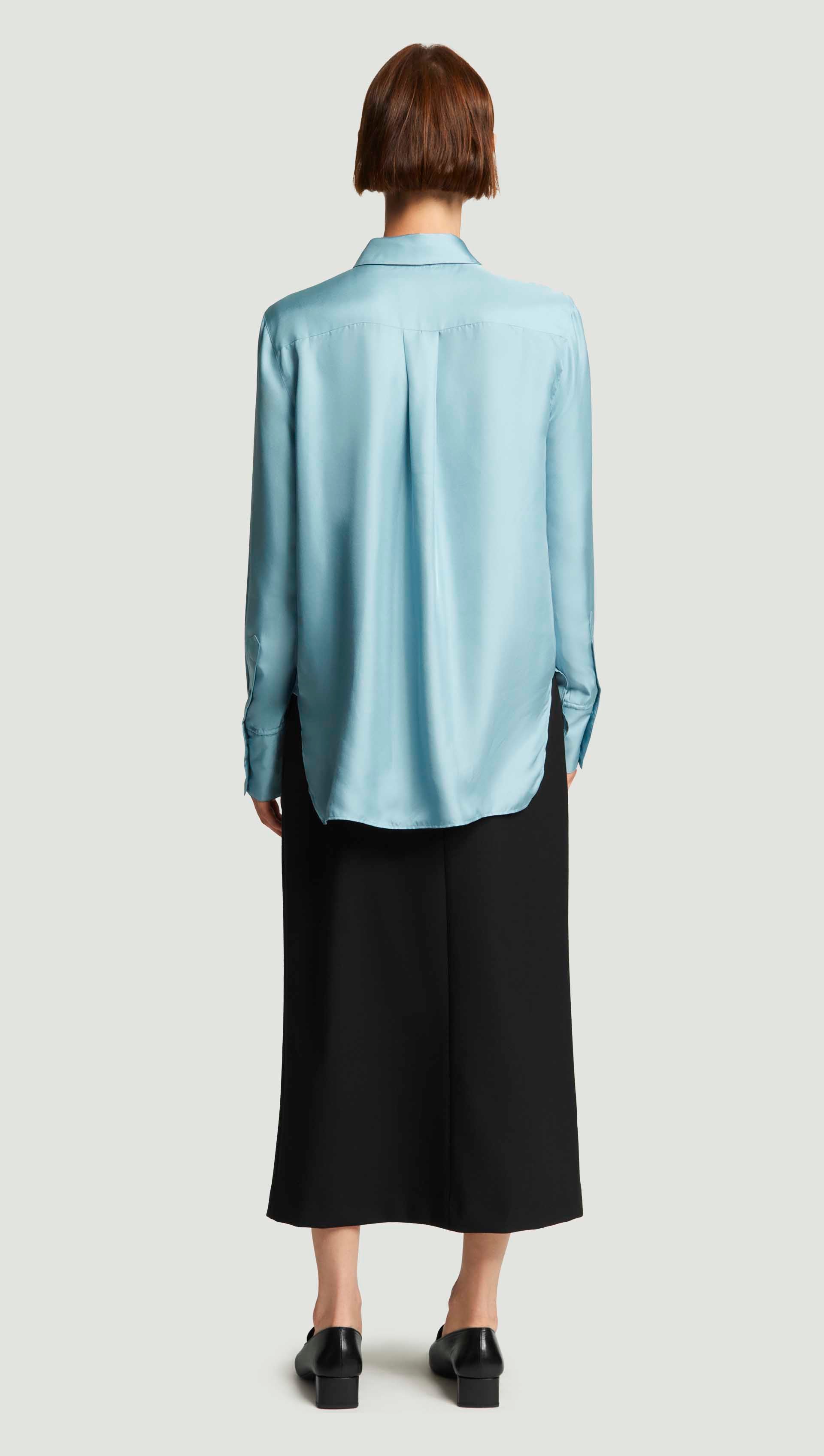 Slim Blouse in Silk Twill | Women's Tops | Argent