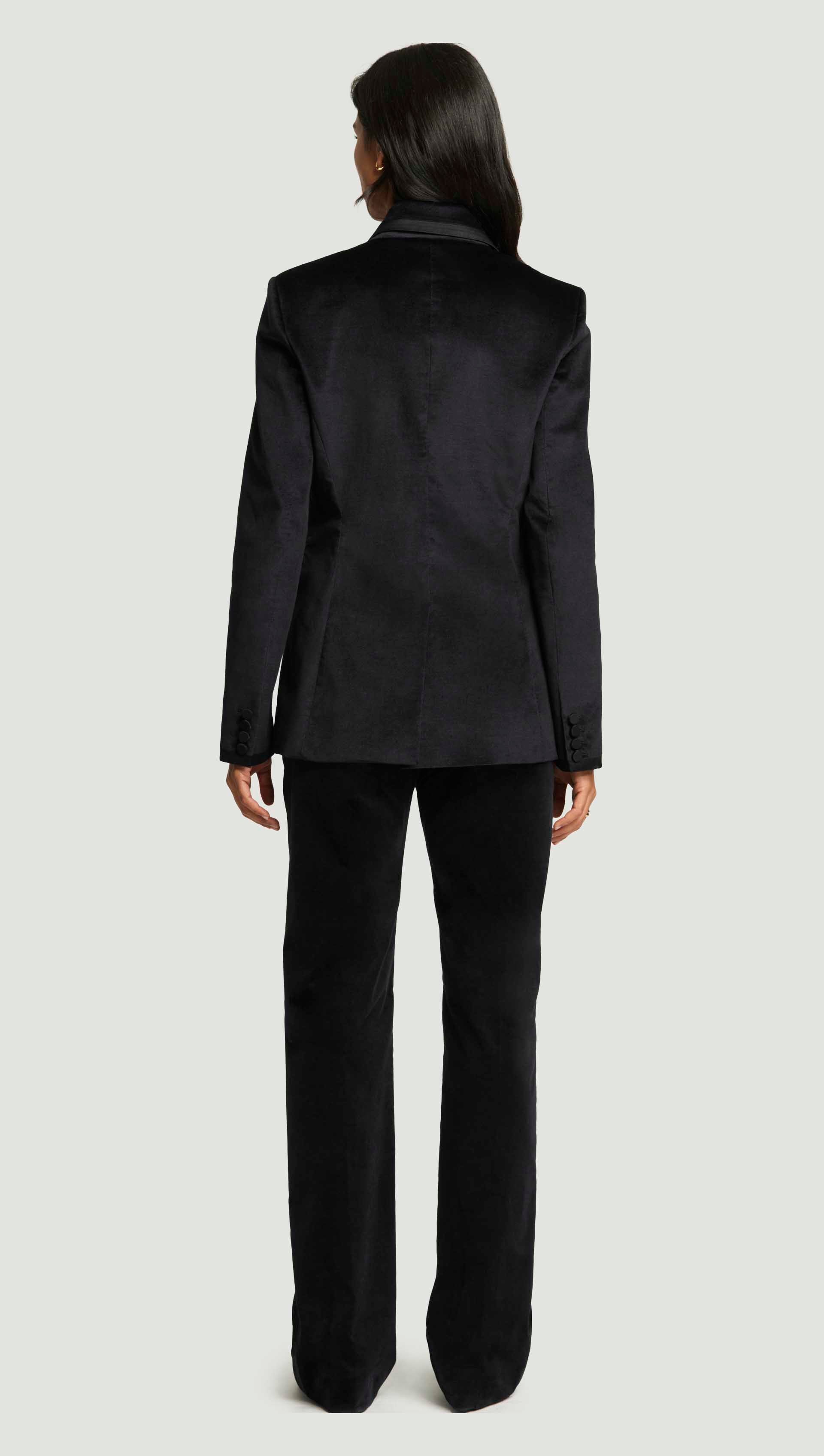 Sculpted Blazer in Velvet w/Satin Detail | Women's Blazers | Argent