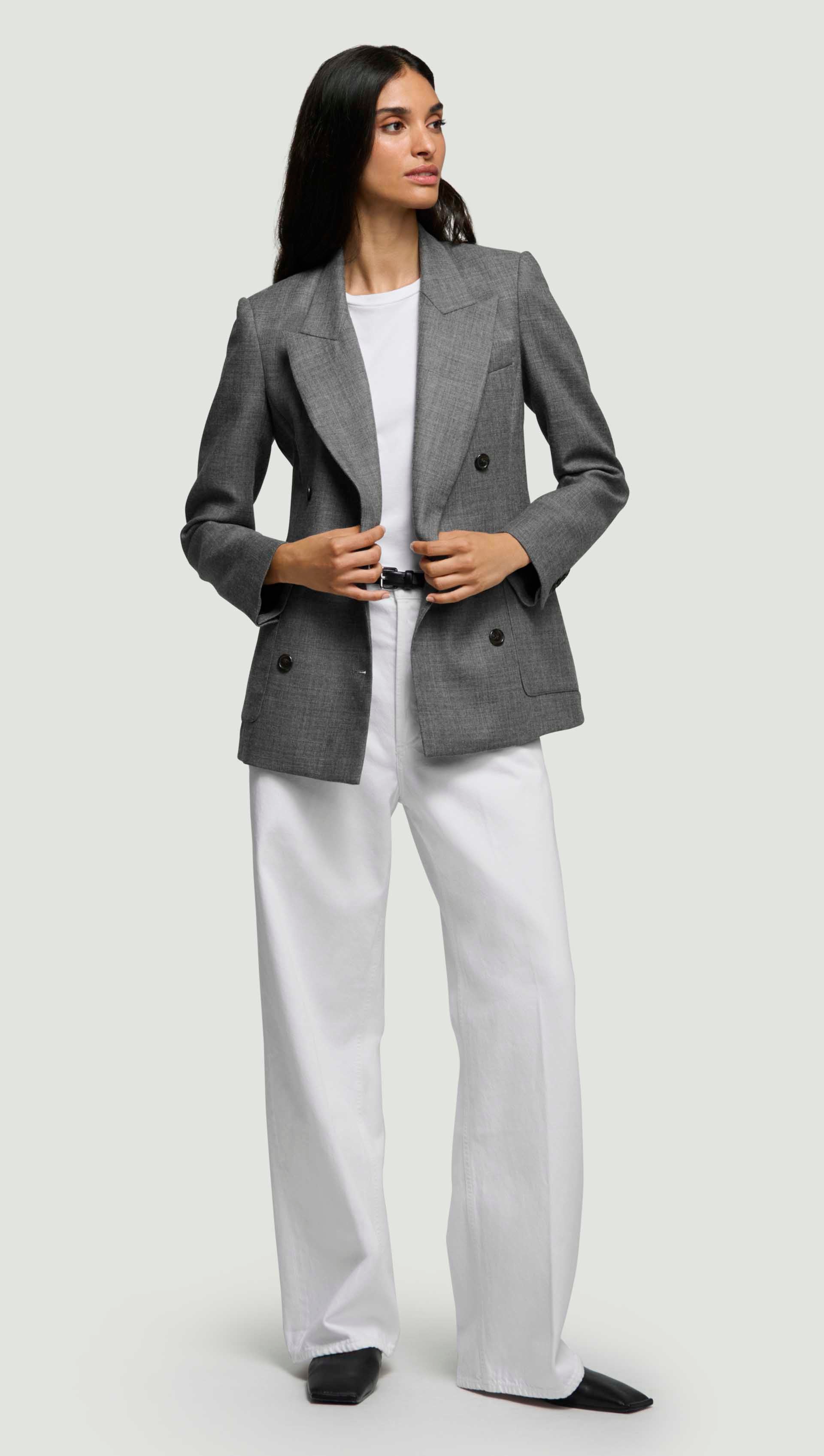 Chelsea Blazer in Textured Wool Twill | Women's Blazers | Argent